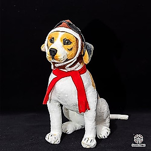 Pet Aviator Hat Red Scarf Aviator Pilot Cosplay Costume Halloween Christmas Headwear Headpiece Party Favors Dogs Cats (Aviator Hat with Scarf, Medium/Large)