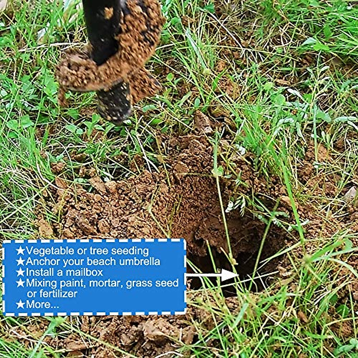 GeSoon 12"x3.2" Strong Auger Spiral Drill Bit for Planting, Garden Drill Planter Post Hole Digger, Used to Dirt/Hard Soil/Clay for 3/8" Hex Driver Drill