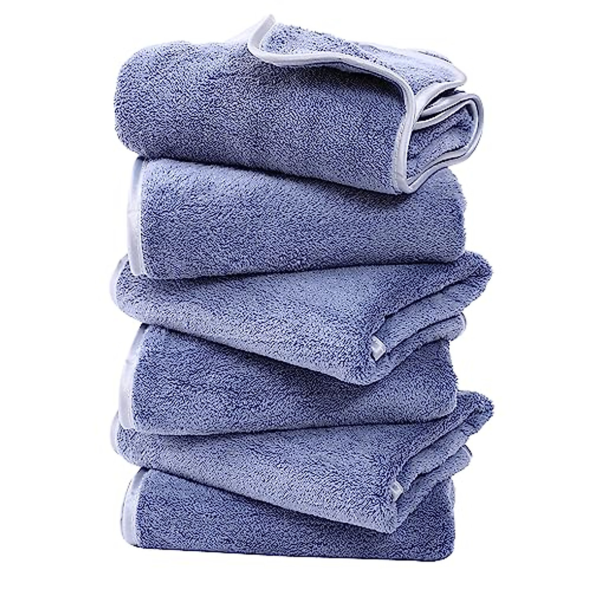 Cosy Family Ultra Soft Microfiber Absorbent Hand Towel Set of 6 - Silk Hemming Towels for Bathroom - Quick Drying - Perfect for Bath, Fitness, Gym, Shower, Hotel, and Spa - 16x28 Inch, Light Teal