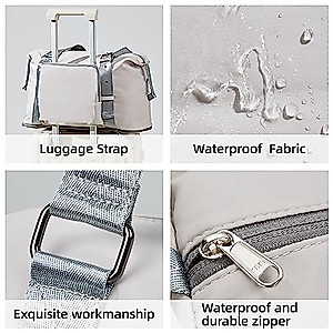 Hanke Expandable Tote Bag Foldable Duffle Bag for Travel Carry on Weekend Bag for Women with Adjustable Shoulder Strap Gym Bag for Men Garment Bag.（Dune Grey）