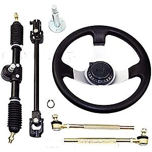 300mm Steering Wheel 110cc Go Kart , PRO BAT, Go Kart Go Cart ATV UTV 110cc 125cc 140cc 150cc Steering Wheel Tie Rod Rack Adjustable Shaft Tie Rod Kits