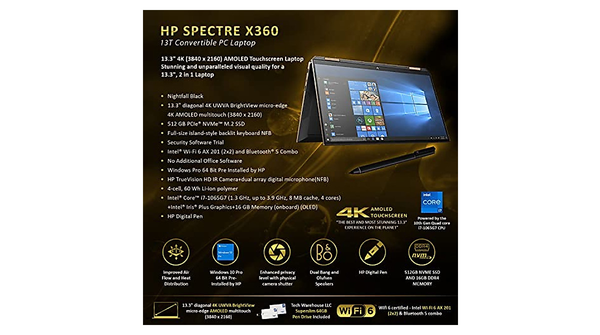 HP Spectre 13T 4K OLED x360 Laptop with 10th Gen i7 - Shop Now