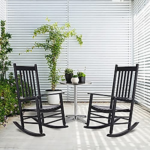 MAMIZO Wooden Rocking Chair Outdoor with High Back,Indoor, Oversized, Easy to Assemble for Garden,Lawn, Balcony, Backyard,Porch,Wooden Porch Rocker