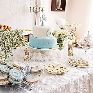 Bread of Life First Holy Communion Hand Decorated Candle, Catholic Keepsake Gifts for Girls and Boys, Gold Tone Accent Detailed Wax Candles Church Supplies 4.75 Inches