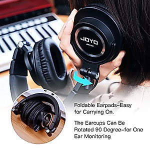 JOYO Studio Monitor Headphone Wired Over Ear Audio Recording Monitor Headset for Guitar Mixer Amplifier Podcast DJ Microphone and Keyboard Piano (JMH-01)