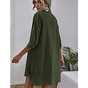 Zeagoo Womens Coordinated Outfit Summer Short Sleeve Set Solid Color Tracksuits, 03_army Green, X-Large