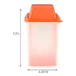 HOME-X Pickle Storage Container, Straining Pickle Jar, Filter Insert, Sieve Food Saver Container, 7 ½” L x 4 ¼” W x 4 ¼” H, Orange