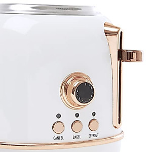Haden 75091 Heritage 2 Slice Toaster, Wide Slot with Removable Crumb Tray and Settings, Ivory/Copper