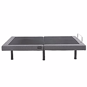 Adjustable Comfort Upholstered Adjustable Bed Base with Massage, Wireless Remote, Three Leg Heights, and USB Ports-Ergonomic, Full, Black