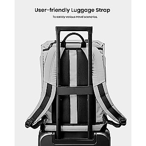 tomtoc Flap Laptop Backpack, Lightweight, Water-Resistant Casual Daypack, Durable Work-pack, Vintage Classic Rucksack for 13-16 Inch MacBook, perfect for Campus, Street, Large Capacity, 22L Gray