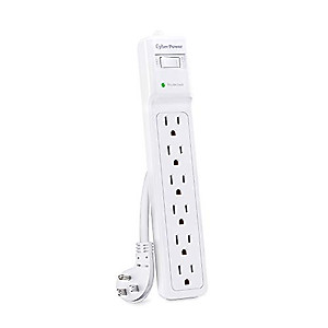 CyberPower B615 Essential Surge Protector, 1500J/125V, 6 Outlets, 15 ft Power Cord, White