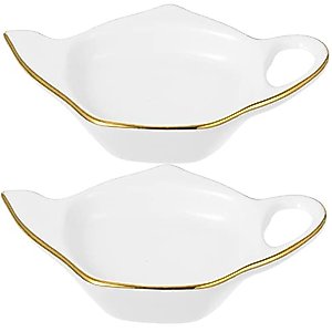 Tea Bag Rest 2pcs Ceramic Teabag Coaster Teapot Shaped Tea Bag Holder Tea Bag Saucer Tray Tea Bag Storage Rack Rest Porcelain Seasoning Dish Tea Bag Holder Plate