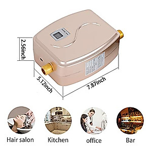 3000W Mini Electric Tankless Hot Water Heater Instant Hot Water Heating Machine for Kitchen Bathroom GOLD 110V