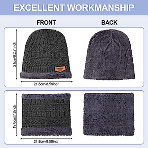 JaGely 9 Pcs Kids Knit Winter Hat Glove Scarf Set Toddler Beanie Cap Warm Neck Warmer Scarf Touchscreen Glove for 5-14 Years(Black, Navy, Gray)