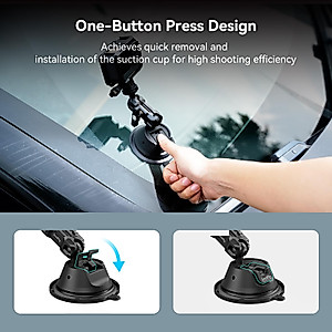 SMALLRIG Double-Layer Suction Cup Mount for GoPro Hero 11/10 / 9, for DJI Osmo Action/Procket, for Insta360 X3, Double Ball Head Support 360° Rotation, Mount on Car Windshield or Window SC-1K - 4193