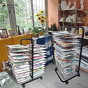 CENAP Art Drying Rack, Mobile Drying Rack for Artwork with Wire Rack, Mobile Classroom, Art Studio, Drying and Printing Rack (Size : 50-Layer)