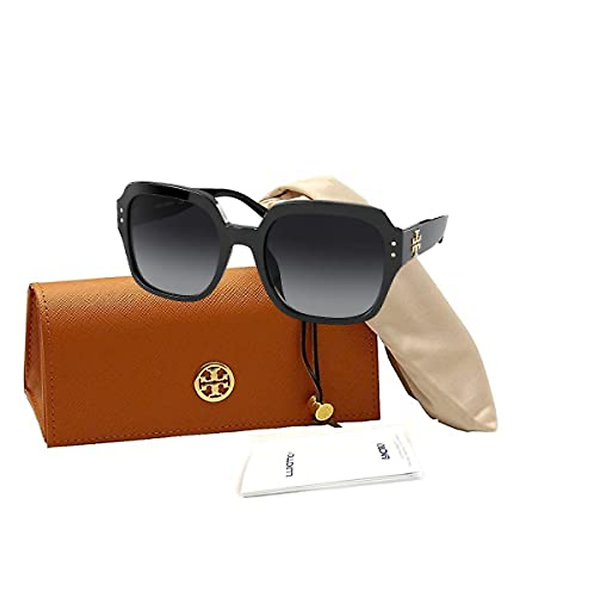 Tory Burch TY7143U 1326T3 56MM Black/Grey Gradient Polarized Square Sunglasses for Women + BUNDLE with Designer iWear Eyewear Kit