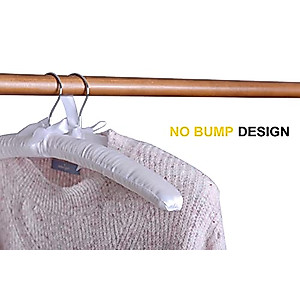 Amber Home 17 Inch Large White Satin Padded Hangers for Women Clothing 10 Pack, Anti Slip Cushioned Hangers for Sweaters, Silk Hangers Fancy Dress Hangers for Wedding, Delicate Cashmere (White, 10)