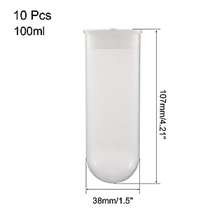 uxcell 10 Pcs 100ml Plastic Centrifuge Tubes with Snap Cap, Polypropylene Graduated Micro Centrifuge Tube, Round Bottom, Clear, Storage Container for Beads Sample Lab