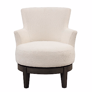 TARTOP 360 Degree Swivel Wingback Accent Chair Elegant Upholstered Seating Durable Rubberwood Legs for Any Space, Beige