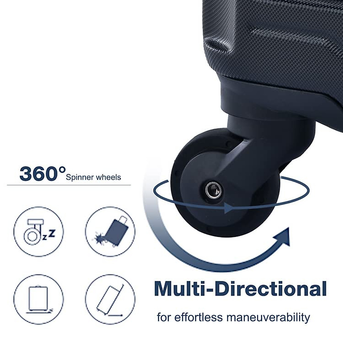 Tripcomp Luggage Sets Wear-Resistance Hardside Lightweight Suitcase Double Spinner Wheels, TSA Lock,Two Hooks, Scratch-resistant Carry-on,3 Piece Set(20inch 24inch 28inch) (Black)