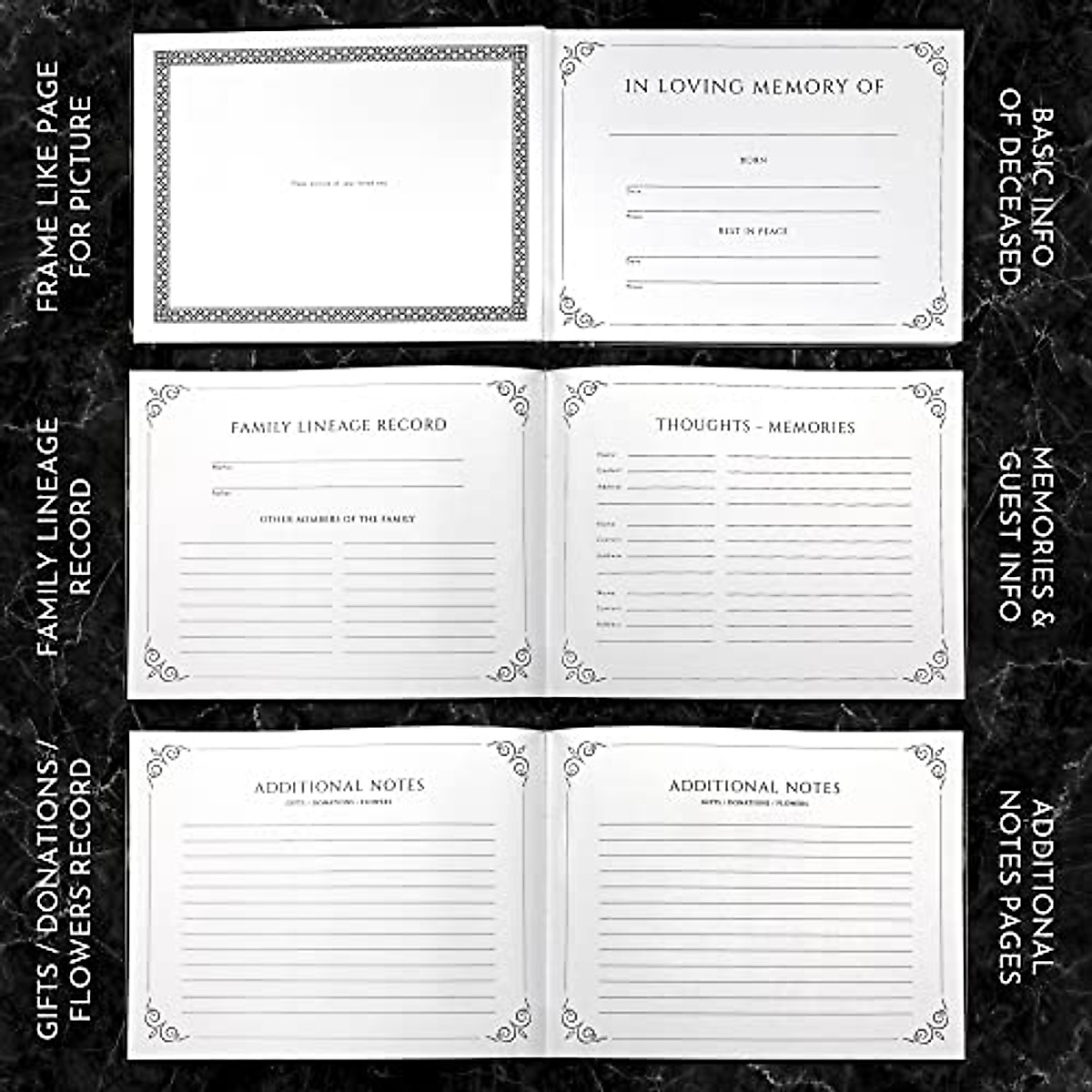 Houseware Homes funeral guest book for memorial service - Floral Designed - celebration of life guest book for funeral - This memorial guests book is the art of loving - With silver pen & pen holder |