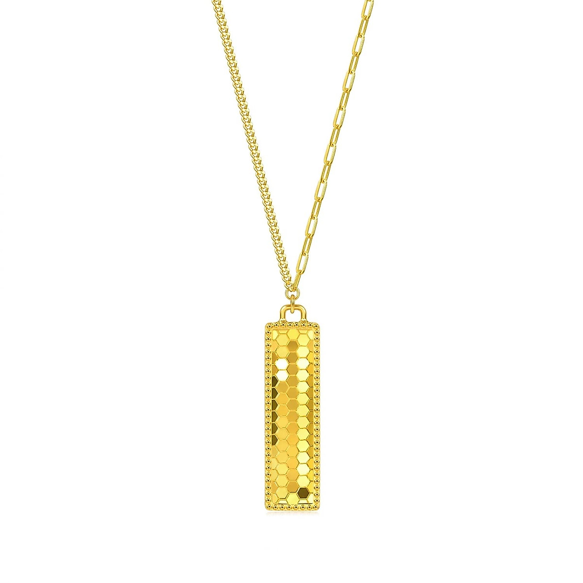 CHOW SANG SANG Dazzling Mirror Gold 999.9 24K Solid Gold Price-by-Weight Gold Simple Rectangle Necklace for Women 93401N (Approx. 0.22tael (~8.23g), 18.5", (47 CM))