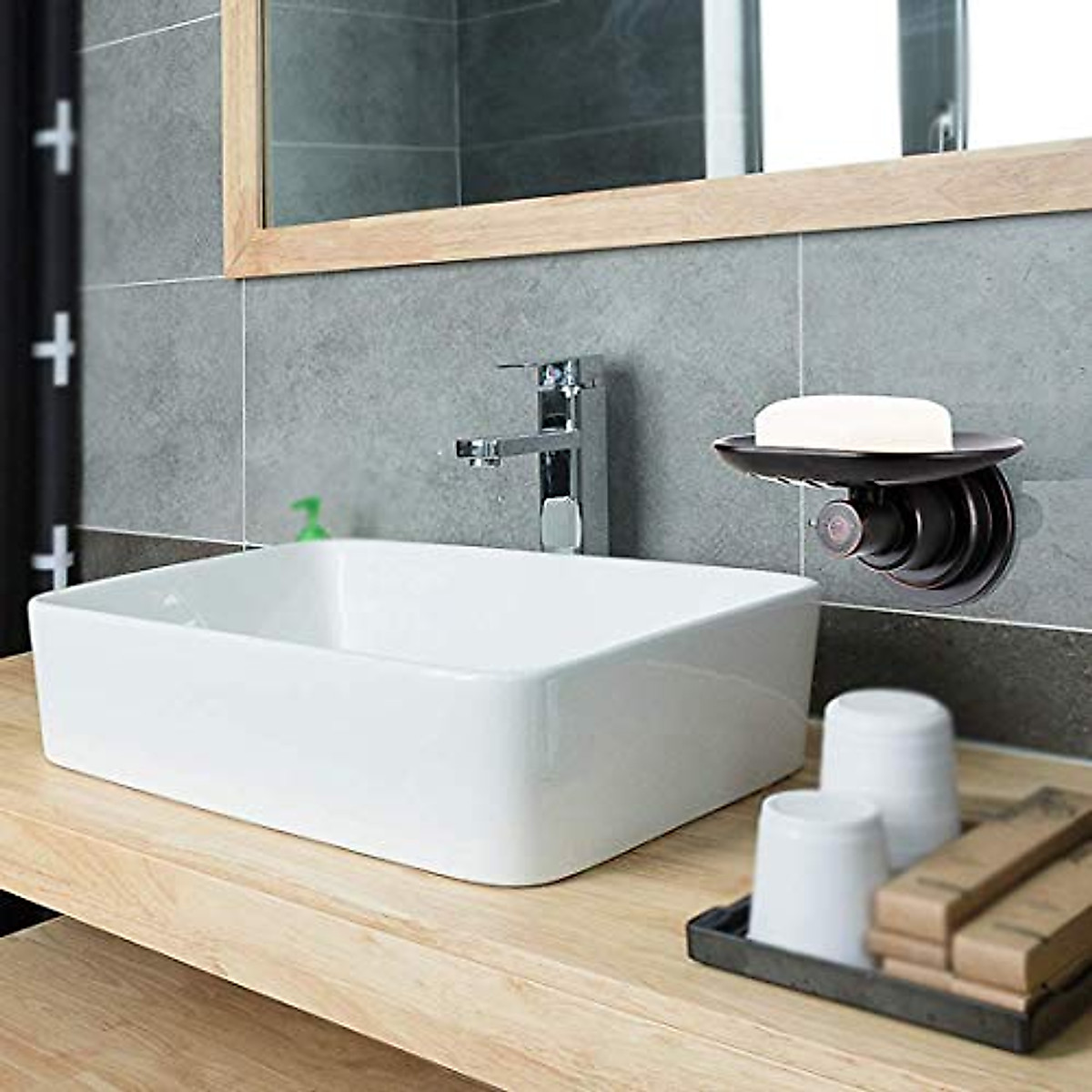 JiePai Vacuum Suction Cup Hooks Bath Towel Holder Wall Towel Rack，Suction Soap Dish ，Oil Rubbed Bronze