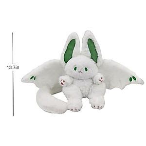 Vseegrs Flying Bunny Rabbit Stuffed Animals, Cute and Fluffy Plush Pillow with Rabbit Ears and Bat Wings, Soft Bat Bunny Stuffed Animal for Kids, Adults, Boys and Girls(Green, 13.7in)