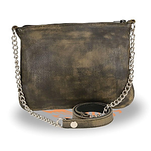 Milwaukee Leather MP8810 Women's Distress Brown Chain Strap Riveted Shoulder Bag - One Size