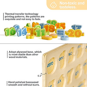 MUSICUBE Alphabet Number Puzzle for Kids 50 Pcs Wooden Puzzle for Toddler Preschool Learning 2 in 1 Set Jigsaw Puzzle Toys for Boys Girls Aged 3+ Gift Choice