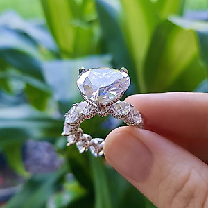 Heart shaped 5K Cubic Zirconia Engagement Handmade Ring. Luxury Quality Fashion Diamond-like Solitaire Ring. Amulet Talisman Good Luck ring