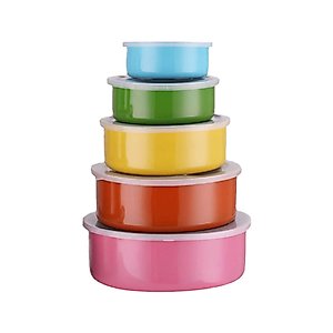NGUMMS 5 Stainless Steel Container - Round Food-Grade Lunch Boxes Food Storage Set With Sealing Lids For Dry Food Fruits Vegetables Snacks