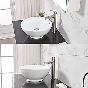 VCCUCINE Vessel Sink Faucet Brushed Nickel, Single Handle Single Hole Waterfall Rv Bathroom Faucet, Tall Lavatory Vanity Bowl Sink Faucet with Pop Up Drain and Two 3/8" Hoses