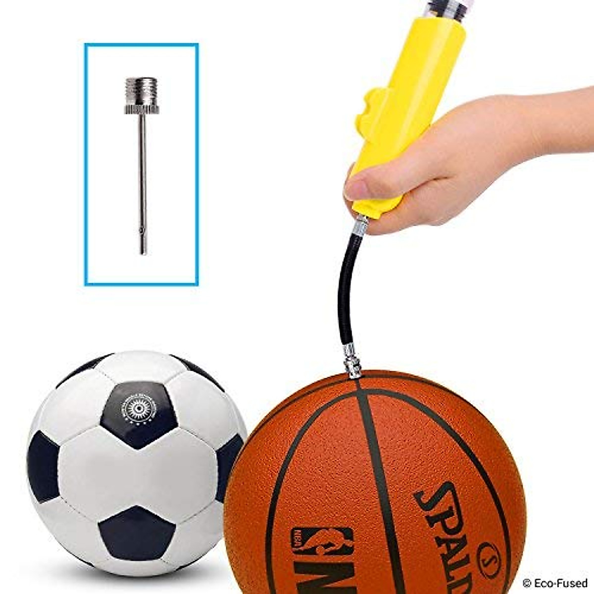 2x Ball Pump - Super Compact - Dual Action (Pumps Air when you Push and Pull) - For Sport Balls (Basketball, Soccer, Football, Rugby, Volleyball, Yoga, etc.) and Inflatables (Beach Balls, Pool Floats)