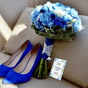 HOWAF Something Blue for Bride to Be on Wedding Gifts for Daughter - 1pcs Wedding Day Card 1pcs Angel Bouquet Garter Clip 1pcs Blue Organza Bag from Mom Dad Grandma Sister Friends