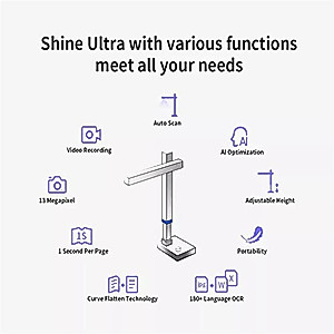 ZSEDP Portable Document & Book Scanner, Remote Learning for School Education, 13MP, OCR Function for Window