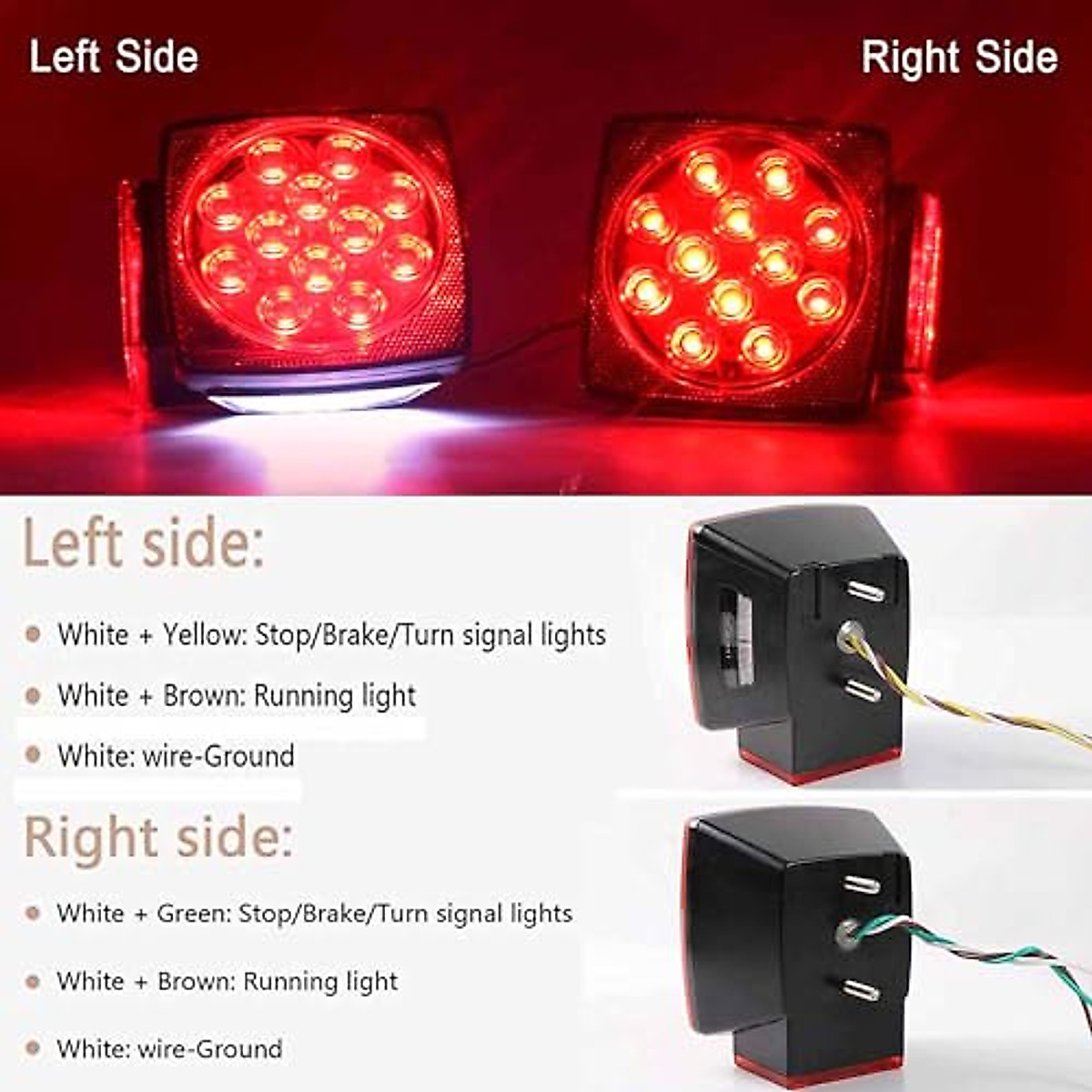 12V LED Trailer Light Kit DOT Certified, Utility Trailer Lights for Boat Submersible RV Car with Wire Harness Wafer LED Waterproof 80 Inch