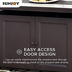 Sunjoy 40" Propane Fire Pit for Outside Rectangular Ceramic Tile Table Top Gas Smokeless Fire Pits Table with Lid and Lava Rocks