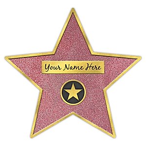 Glitz & Glam Star Decal Clings - 11.3" x 12" (Pack of 8) - Removable & Reusable Pink & Gold Coated Cardboard Decor for Celestial-Themed Events, Parties & Bedrooms
