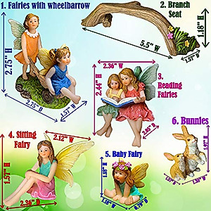 Mood Lab Fairy Garden - Miniature Family Kit Figurines & Accessories - Fairies Statue Set of 6 pcs - Outdoor or House Decor
