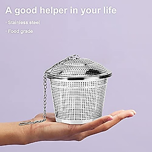 KUFUNG Tea Ball Infuser - Stainless Steel Tea Infusers For Loose Tea With Chain Hook & Saucer - Extra Fine Mesh Tea Strainer For Brew Tea, Spices & Seasonings (L)