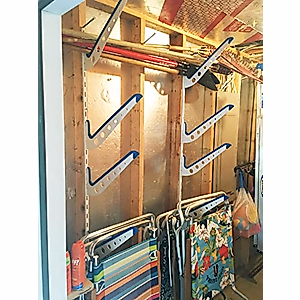 StoreYourBoard Beach Chair and Umbrella Wall Storage Rack, Metal Adjustable 4 Level Beach Gear Hanger, Garage and Home Organizer