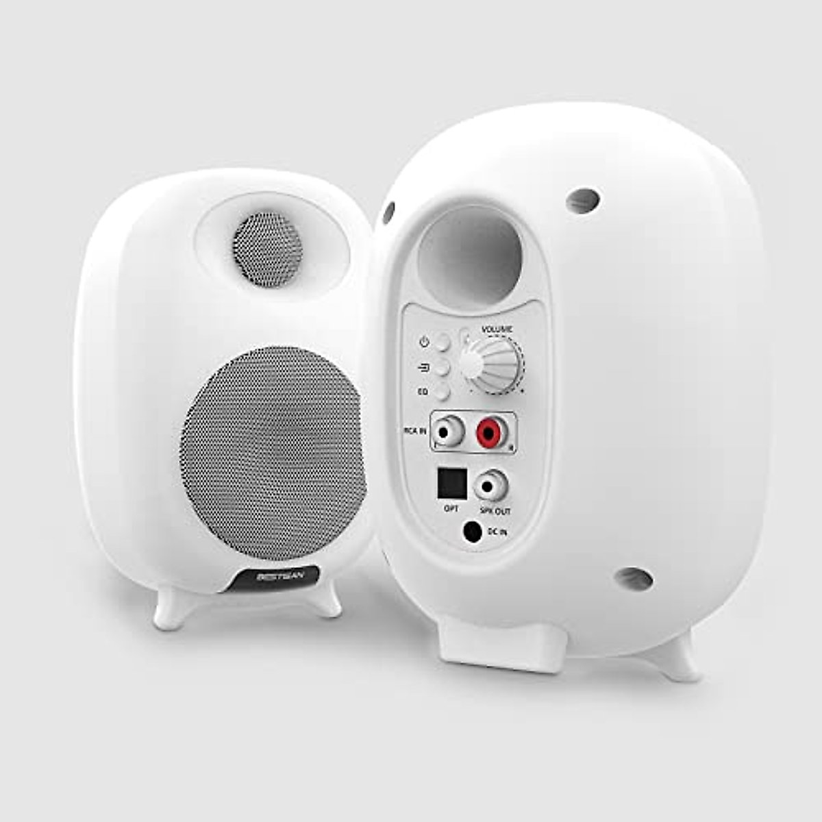 BESTISAN SR06 Bluetooth Bookshelf Speakers with 3 inch Woofer, Powered Studio Speakers for Record Player, Turntable, Desktops with Optical/RCA inputs, White, 60W