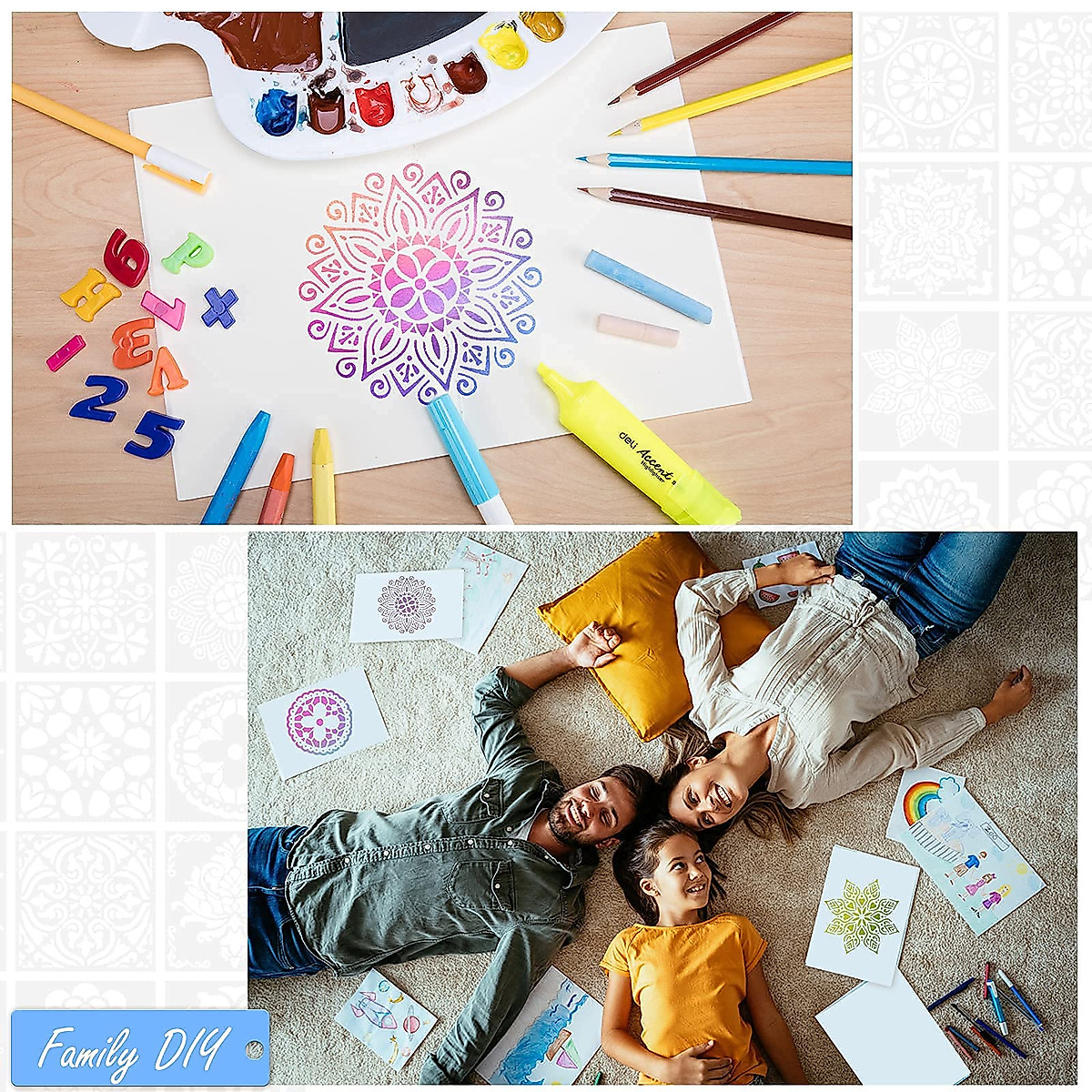 32 Pcs 6 x 6 inch Mandala Painting Stencils, Stencils for Painting on Wood, Rangoli Stencils, Art Supplies, Flower Stencils Painting Template for Floor Wall Tile Fabric Wood Stencils DIY Decor