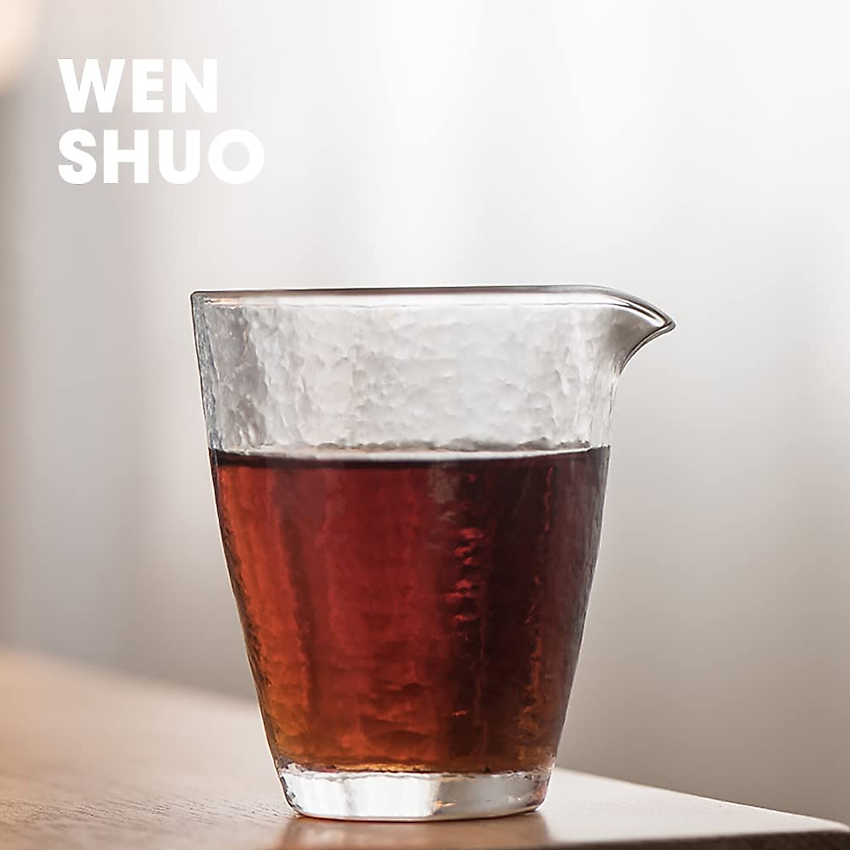 WENSHUO Sharing Glass Tea Cup, Tea Fair Cup, the Charming Surface, Premium Lead-Free (Classic)