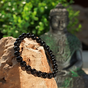 Ultimate Protection Bracelet - Handmade Natural Black Obsidian Bracelet - Gemstone 8mm Round Beads Natural Stone Yoga Bracelet - Boho Stone Stretch Bracelet