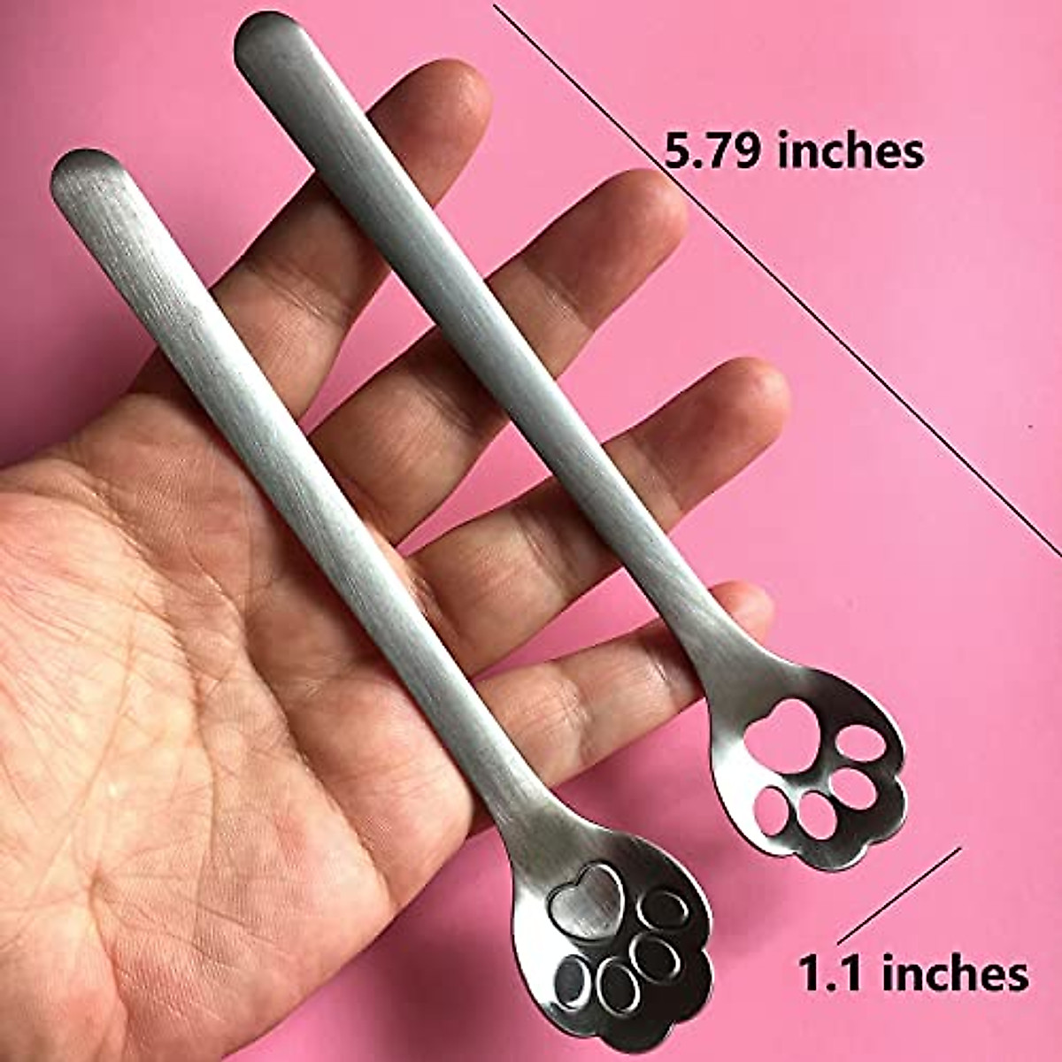 WEKTUNAA 8-Pack Cat Paw Spoon 18/10 Stainless Steel Teaspoons, Sugar, Coffee, Cake, Dessert, Ice Cream Spoon Stirring Spoon, 5.9 inch