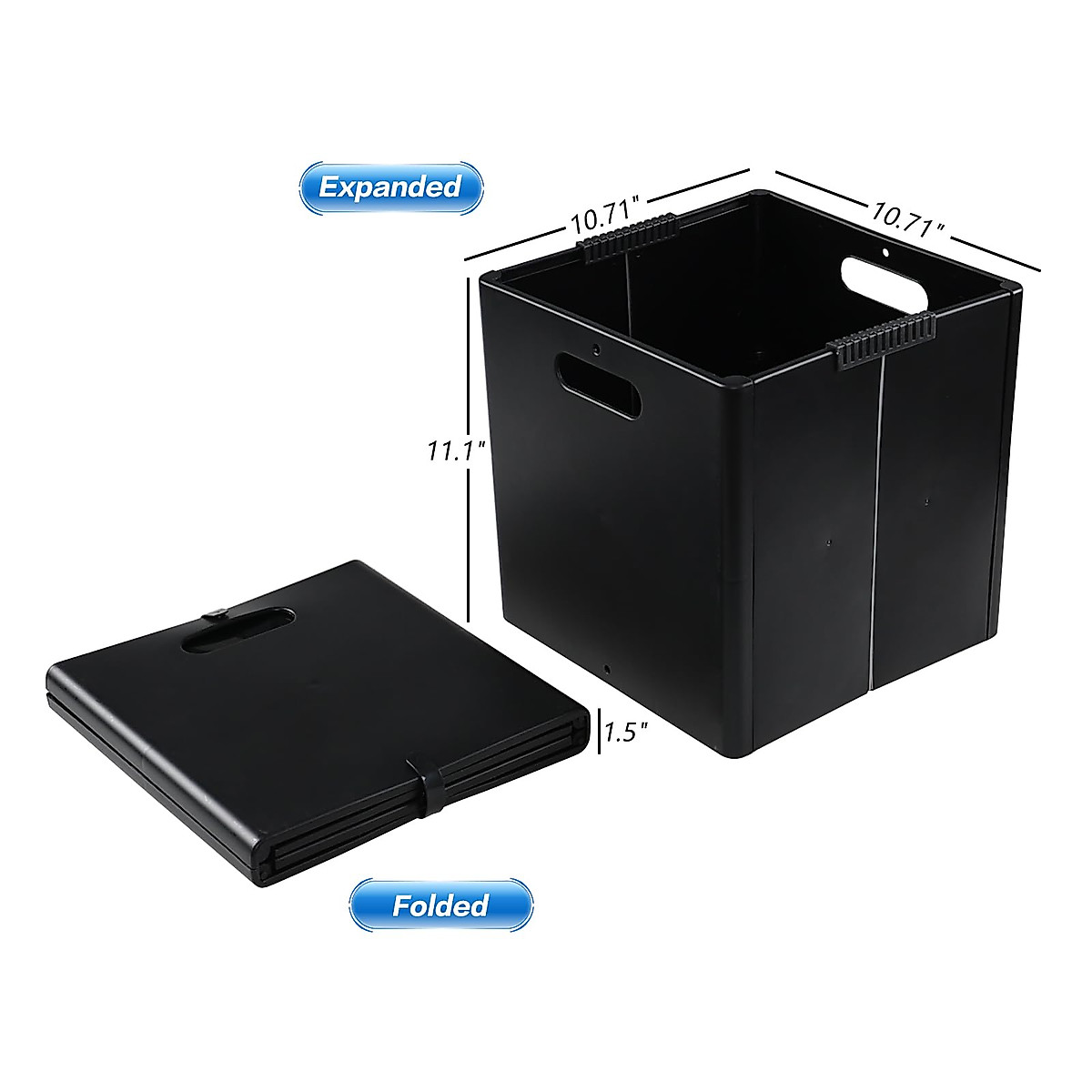 Wekioger 4-Pack Plastic Foldable Cube Storage Bins, Collapsible Storage Cubes Bin Organizer, Black