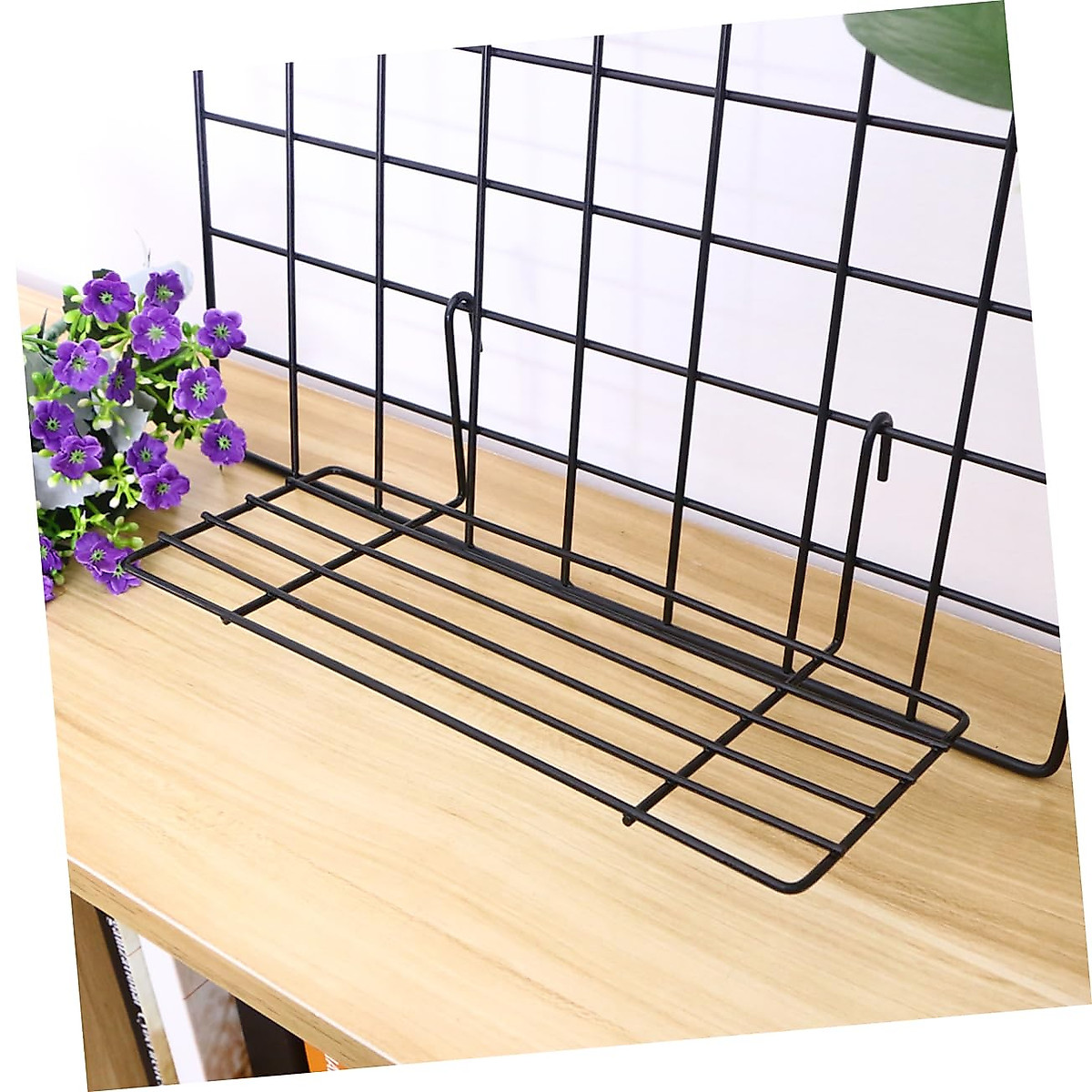 BESTOYARD Hanging Wire Shelf Wire Wall Panel Wall Grid Display Shelf Metal Floating Shelf Desk Book Holder Grid Basket Wall Grid Panels Grid Wall Rack Panel White Shelfs Organizer Iron Wire